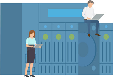 Cloud storage technology concept people stacking Vector Image