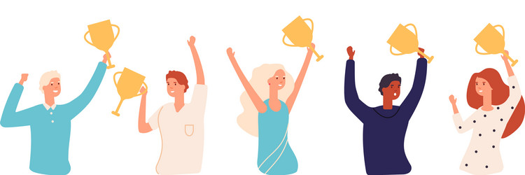 Happy people winners Royalty Free Vector Image