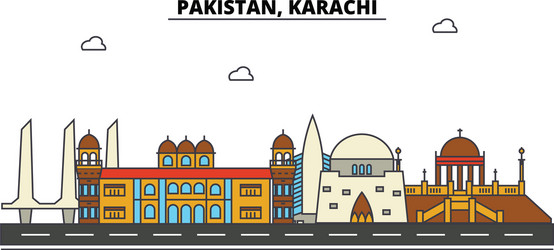 Pakistan karachi architecture city skyline Vector Image