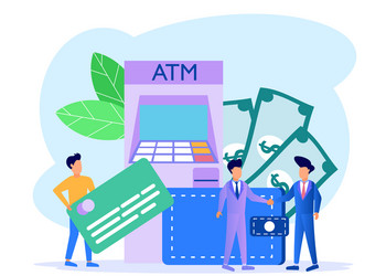 Graphic cartoon character money withdrawal Vector Image