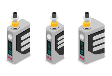 Isometric icon of vape device set flat Royalty Free Vector