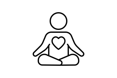 Meditation icon meditating with heart pose human Vector Image