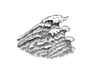 Atlantic tidal waves vintage old engraved hand Vector Image