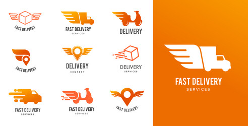 Delivery truck logo icon design Royalty Free Vector Image