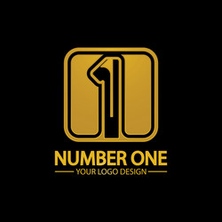 Golden number one logo icon design isolated black Vector Image