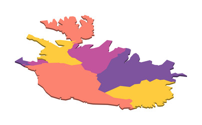 Iceland political map of administrative divisions Vector Image