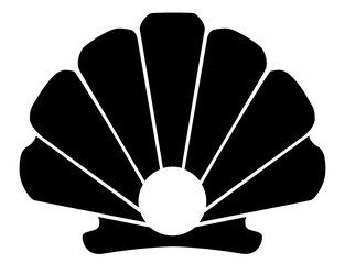 Shell scallop with pearl sea animal silhouette Vector Image