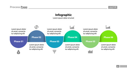 Six phases strategy slide template Royalty Free Vector Image