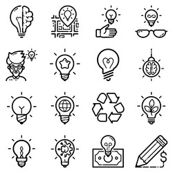 Idea flat icon set isolated on white background Vector Image
