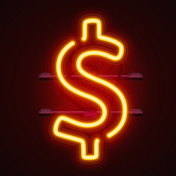 Moving dollar bill neon sign Royalty Free Vector Image