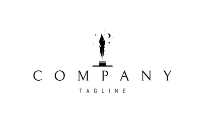 Boy and pen logo reaching star Royalty Free Vector Image