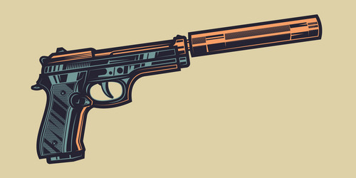 Pistol with a silencer Royalty Free Vector Image