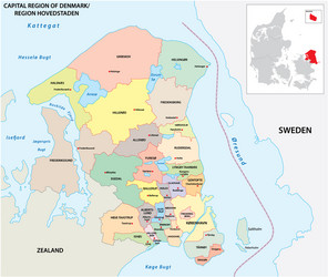 Administrative map region sjaeland denmark Vector Image
