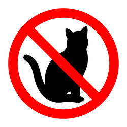 Red glass forbidden sign with black cat Royalty Free Vector