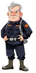 Grumpy army officer cartoon character Royalty Free Vector
