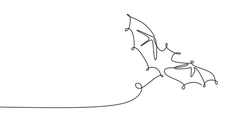 Drawing a continuous line of bat animals flying Vector Image