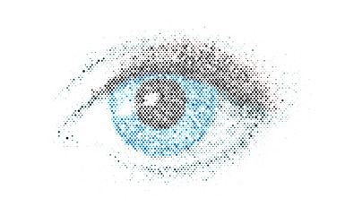 Halftone eyes collage set halloween Royalty Free Vector