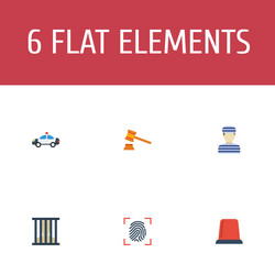 Set of crime icons flat style symbols with convict