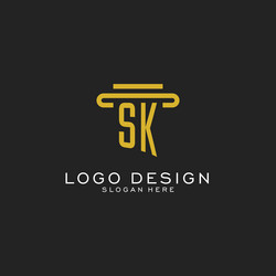 Letter sk wedding monogram logo design Royalty Free Vector
