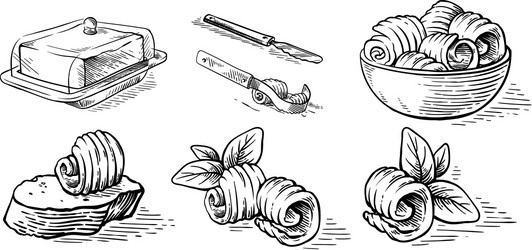 Butter hand drawing sketch engraving Royalty Free Vector