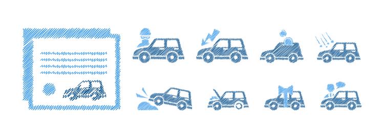 Car insurance icon with blue pen drawn auto Vector Image