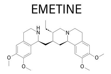 Emetine molecule skeletal formula Royalty Free Vector Image
