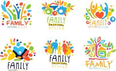 Family labels original design collection Vector Image