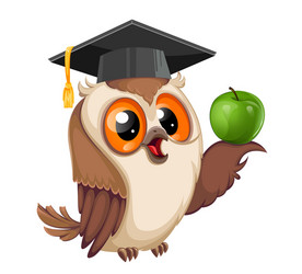 Wise owl in graduation cap cute cartoon owl Vector Image