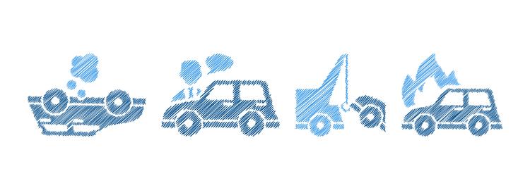 Car insurance icon with blue pen drawn auto Vector Image