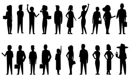 Cartoon silhouette people set Royalty Free Vector Image