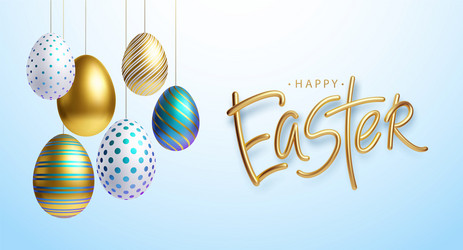 Happy easter background template with lettering Vector Image