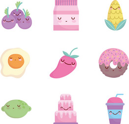 Red chili pepper character cartoon food cute line Vector Image