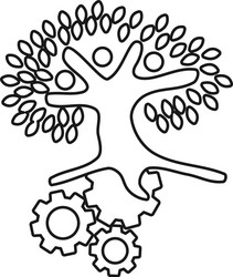 Gear machine hand commitment teamwork together Vector Image