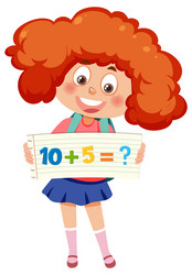 Student girl holding number cartoon character Vector Image