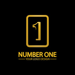 Golden number one logo icon design isolated black Vector Image