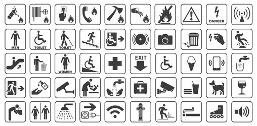 A set of basic signs used in public places Vector Image