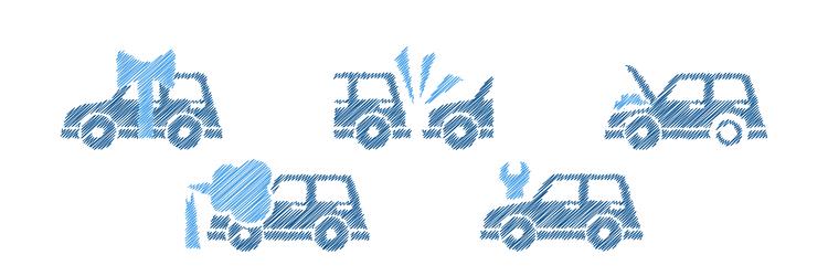 Car insurance icon with blue pen drawn auto Vector Image