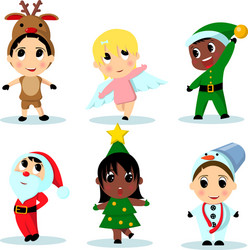 Cute kids wearing christmas costumes Royalty Free Vector