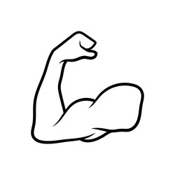 Arm muscle strong power bicep line icon Royalty Free Vector