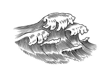 Atlantic tidal waves vintage old engraved hand Vector Image