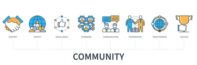 Community solid icon set Royalty Free Vector Image