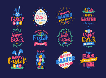 Easter emblem set brown color isolated Royalty Free Vector