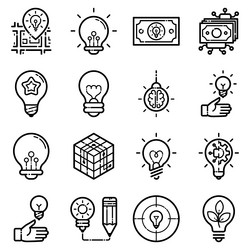 Idea flat icon set isolated on white background Vector Image