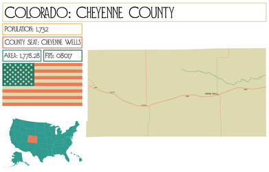 Large and detailed map of cheyenne county Vector Image