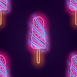 Ice cream shop neon sign logo Royalty Free Vector Image
