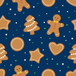 Seamless background with gingerbread man Vector Image