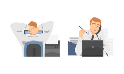 Businessman daily routine set guy working Vector Image