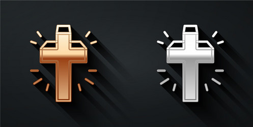 Gold and silver christian cross icon isolated Vector Image