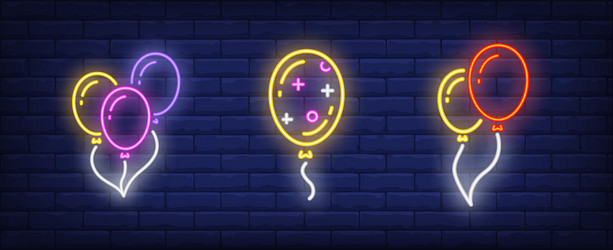 Balloons neon sign set Royalty Free Vector Image