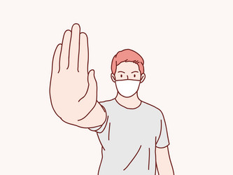 Man young serious say no stop sign gesture hand Vector Image